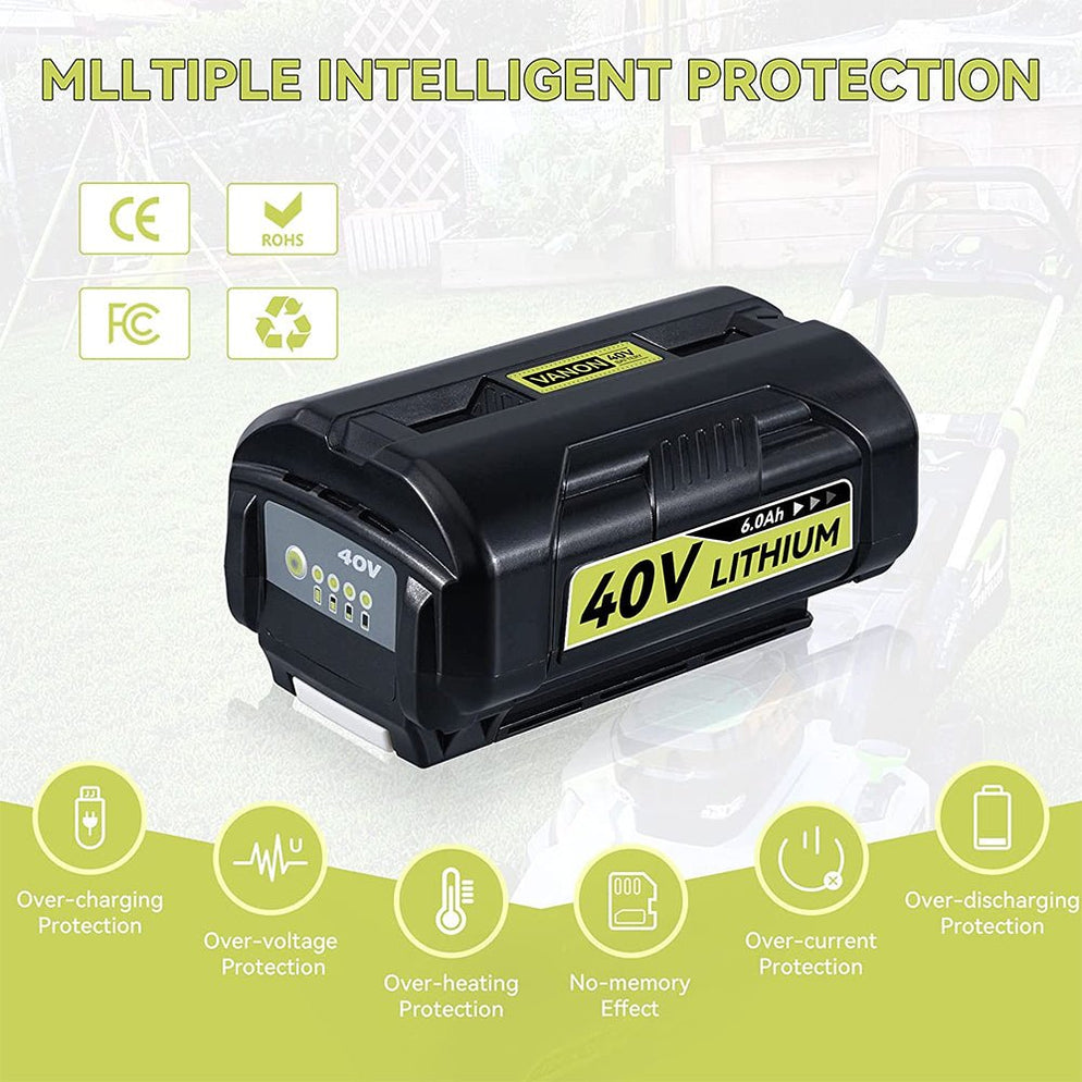 For Ryobi 40V Battery 6.0Ah Replacement | OP4026 Lithium-ion Battery W ...