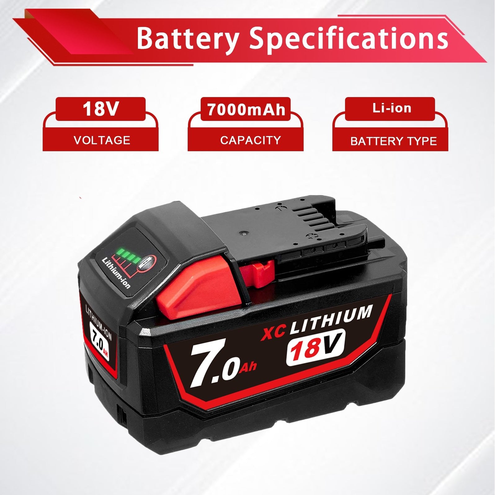 7.0Ah For Milwaukee 18V Battery Replacement 48-11-1811 | M18 Li-ion Ba ...