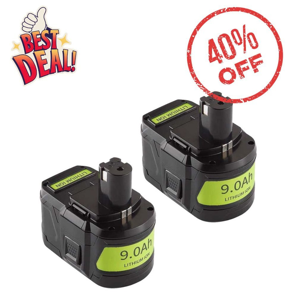 For 18V Ryobi Battery Replacement | P108 9.0Ah Li-ion Batteries 2 Pack ...
