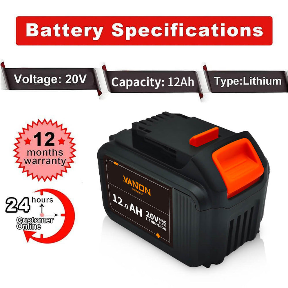 For Dewalt 20V Battery 12Ah Replacement | DCB205 Li-ion Battery 6Pack ...
