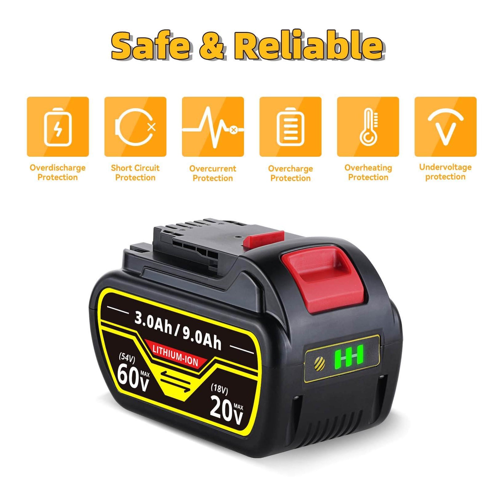 For Dewalt DCB609 20V/60V MAX FLEXVOLT Li-Ion 9.0Ah Battery DCB609-2 D — Vanon-Batteries-Store