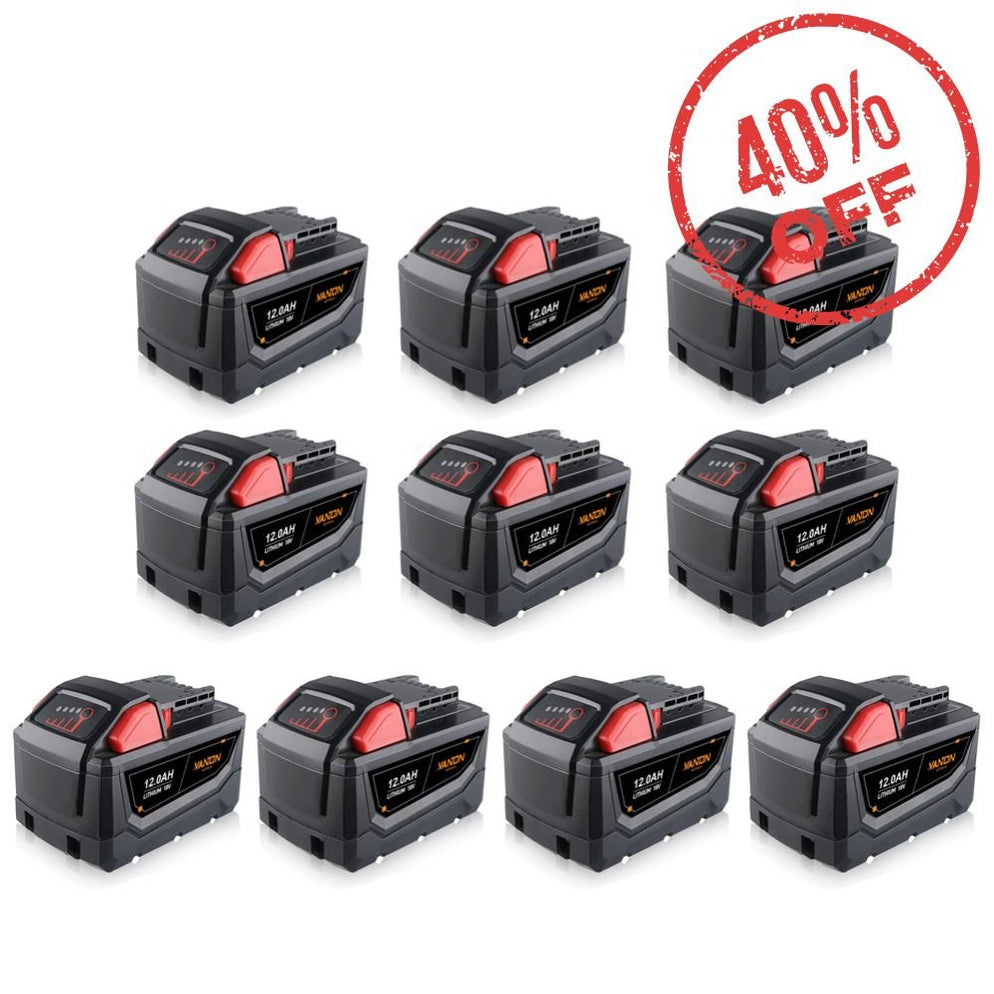For Milwaukee 18V Battery 12Ah Replacemnt | M18 Batteries 10 Pack ...