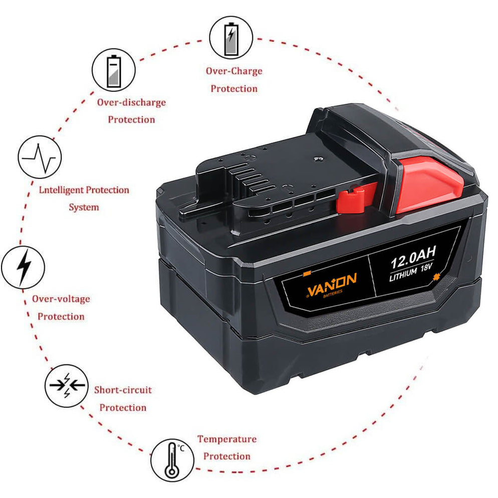 For Milwaukee 18V Battery 12Ah Replacemnt | M18 Batteries — Vanon ...