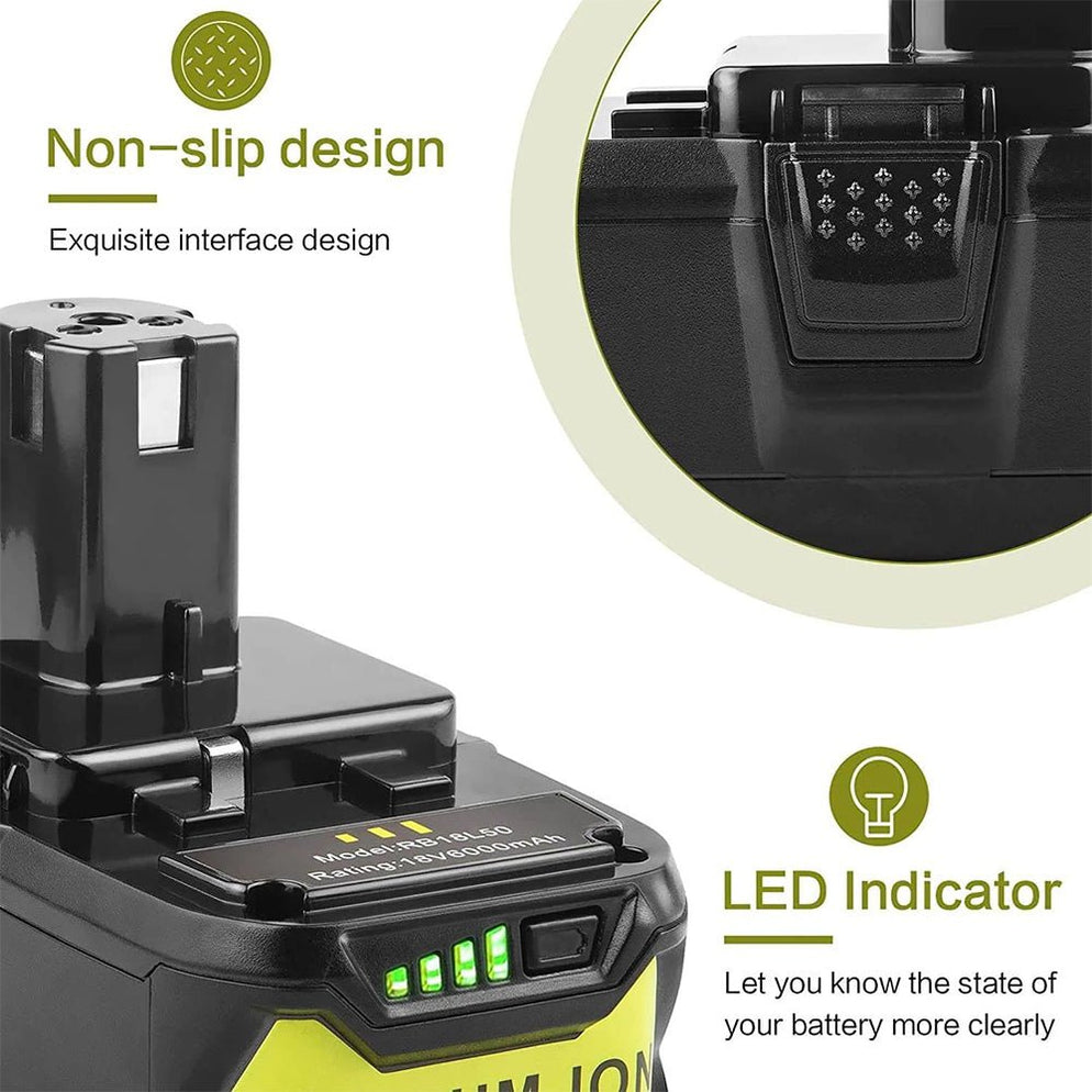 For Ryobi 18V 7.0Ah Battery Replacement 2 PACK With Charger For Ryobi ...