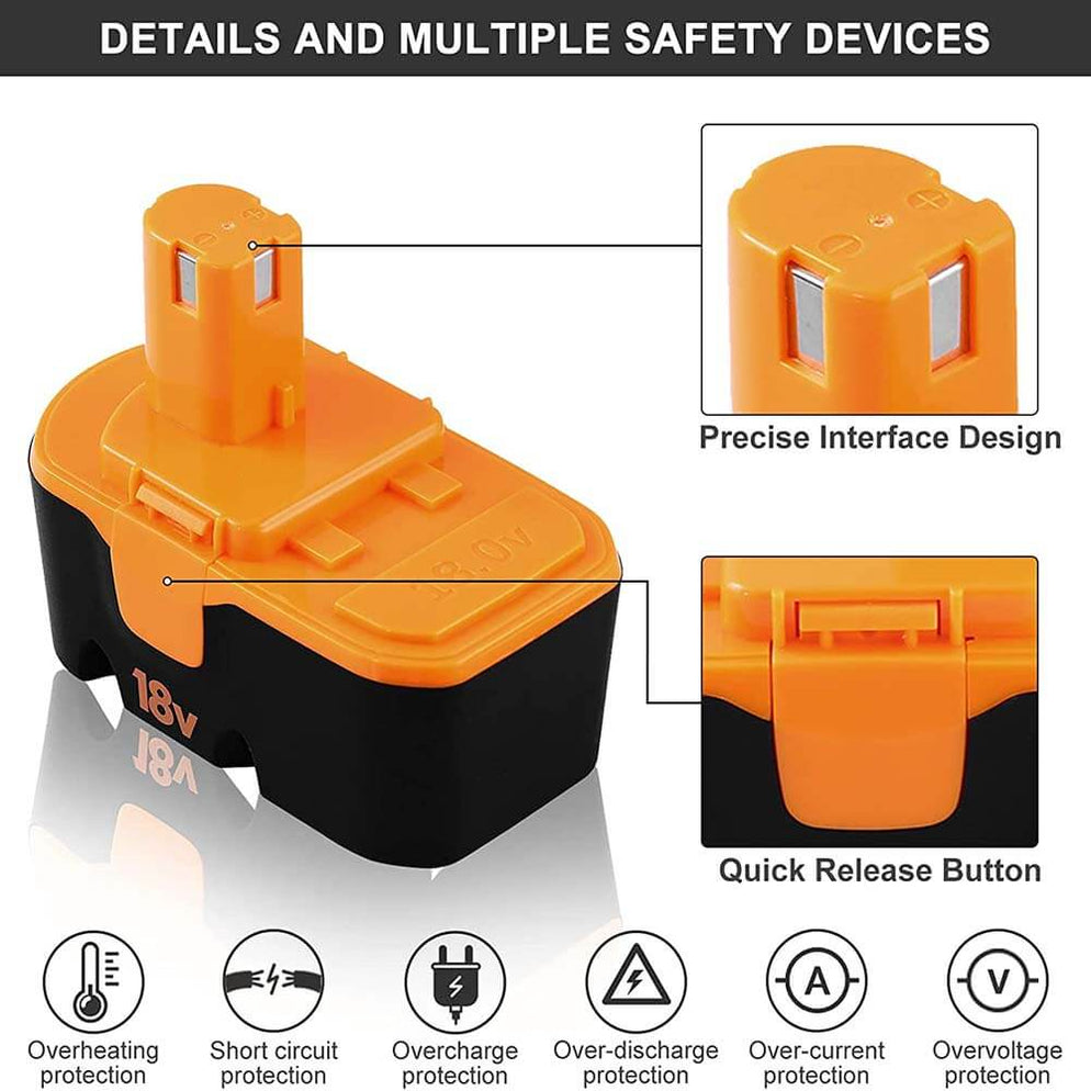 For Ryobi 18V Battery 4.8Ah Replacement | P100 Battery 4 Pack (Ni-Mh ...