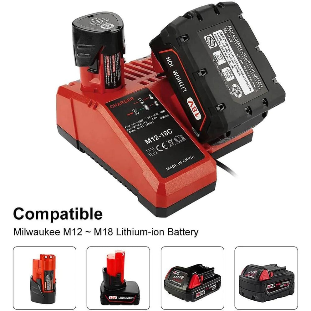 Milwaukee 18V XC Lithium Battery 9.0Ah 2 Packs With Rapid Charger For ...